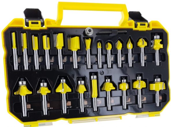 Bộ mũi soi gỗ 22 chi tiết 3382.822 thuộc dòng TCT Router Bit Set. FAMAG